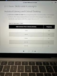 the accompanying table summarize data commute times | Chegg.com