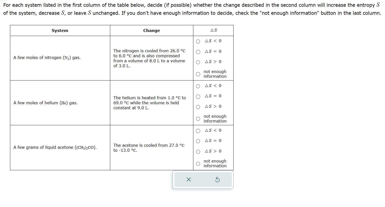 Solved For each system listed in the first column of the | Chegg.com