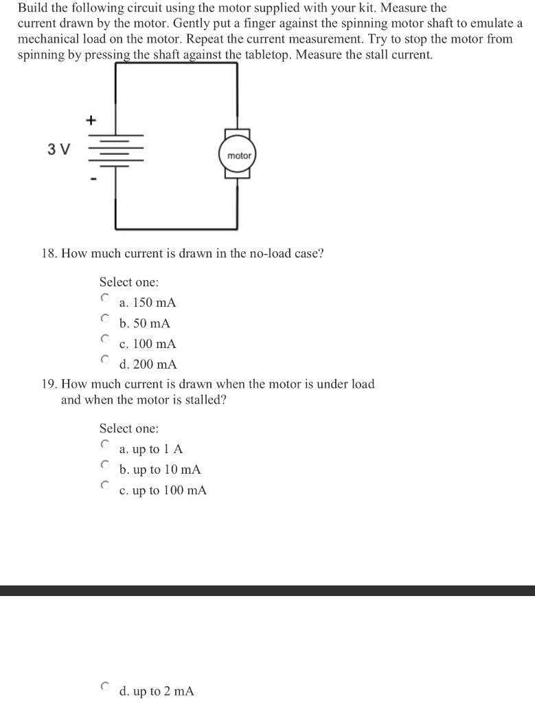Solved Build the following circuit using the motor supplied | Chegg.com