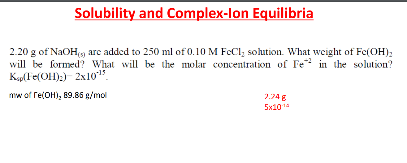 Solved Solubility and Complex-Ion Equilibria 2.20 g of | Chegg.com