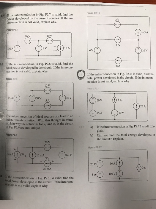 Solved If the interconnection in fig. P2.7 is valid, find | Chegg.com