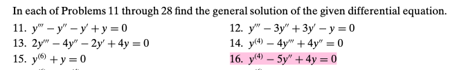 Solved In each of Problems 11 through 28 find the general | Chegg.com