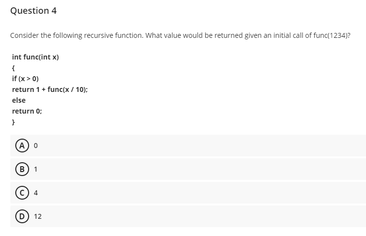 Solved Question 2 What does the following recursive function | Chegg.com