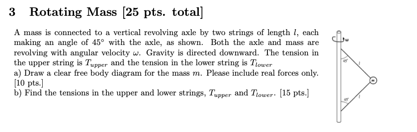 Solved A mass is connected to a vertical revolving axle by | Chegg.com
