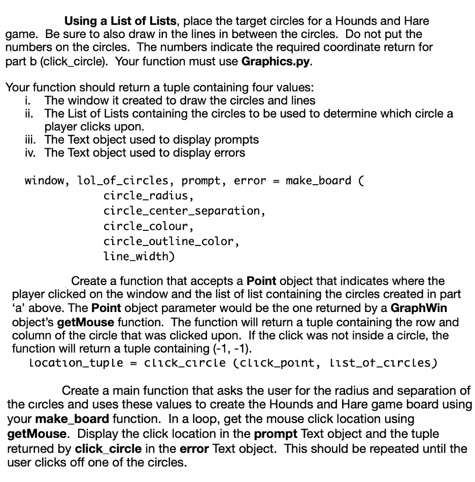 Solved Using a List of Lists, place the target circles for a | Chegg.com