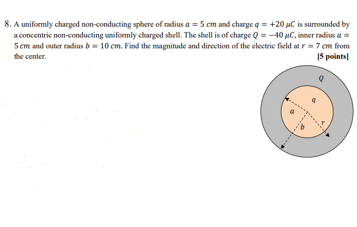 Solved 8. A uniformly charged non-conducting sphere of | Chegg.com