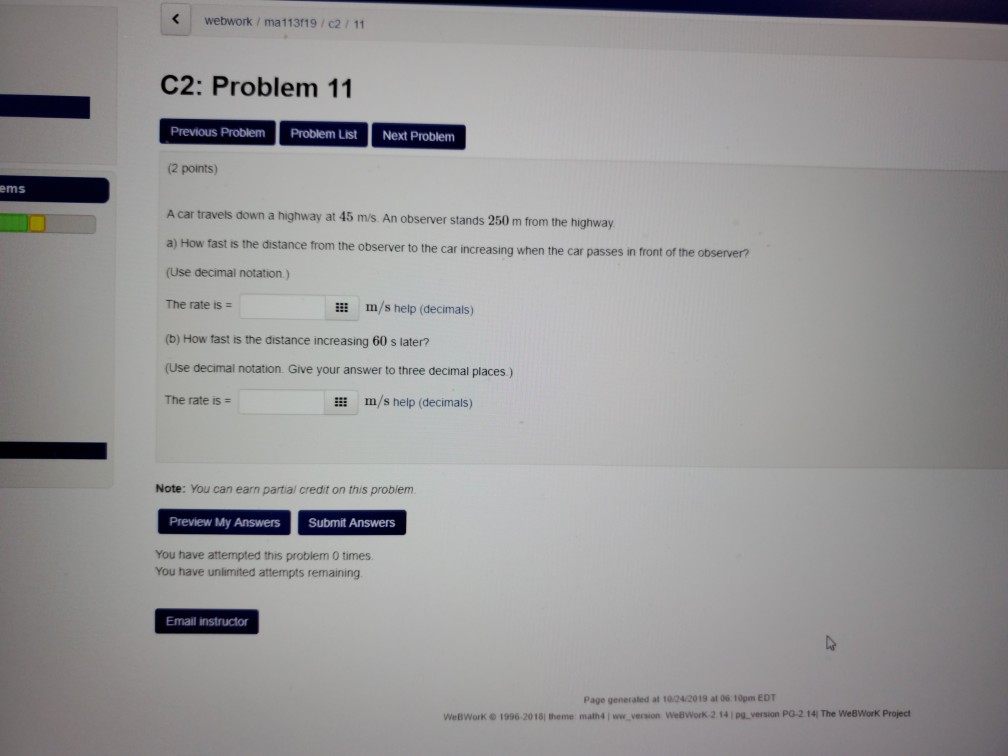 Solved webwork / ma113119 /c2/11 C2: Problem 11 Previous | Chegg.com