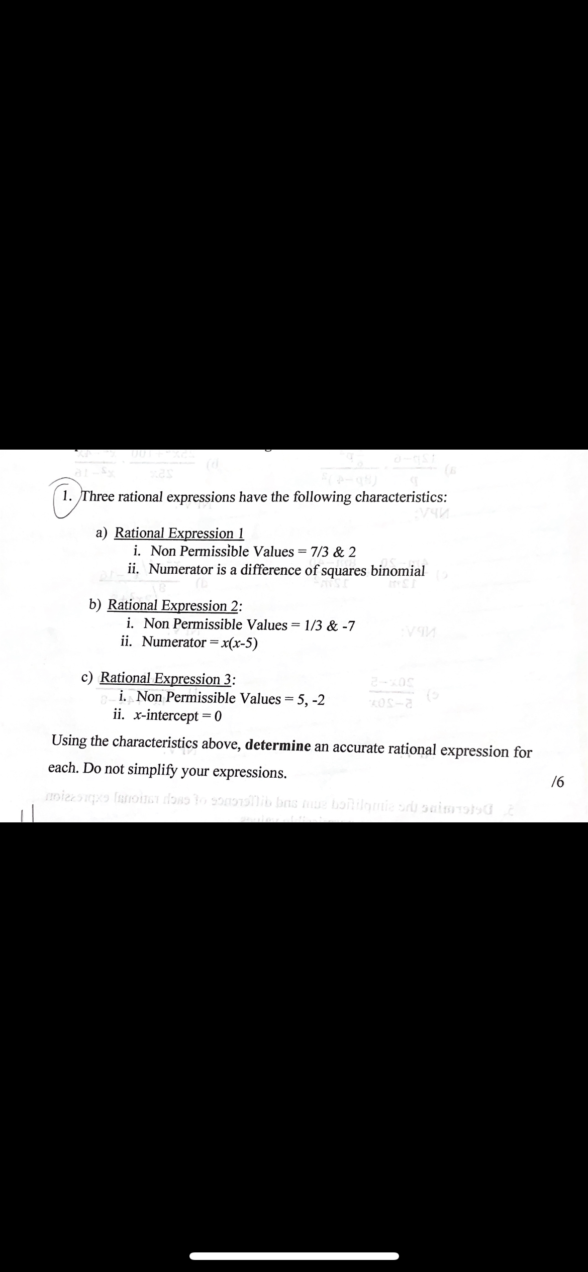 Solved 1. Three rational expressions have the following | Chegg.com