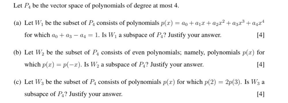 Solved Let Pể be the vector space of polynomials of degree | Chegg.com