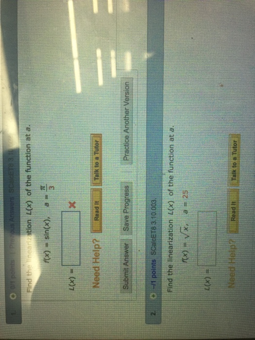 Solved Find The Linearization Lx Of The Function At A 8388