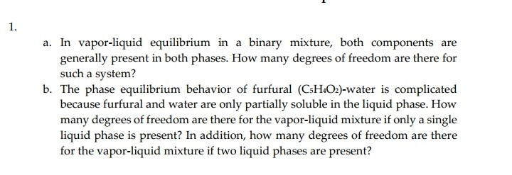 Solved 1. a. In vapor-liquid equilibrium in a binary | Chegg.com