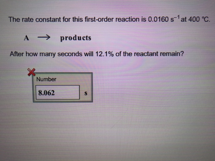 Solved The rate constant for this first-order reaction is | Chegg.com