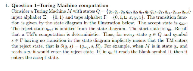 Solved 1. Question 1-Turing Machine computation Consider a | Chegg.com