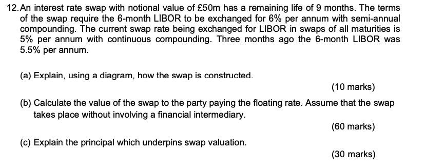 12. An interest rate swap with notional value of £50m | Chegg.com