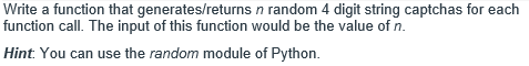 Solved Write a function that generates/returns n random 4 | Chegg.com
