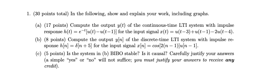 Solved 1. (30 points total) In the following, show and | Chegg.com