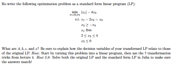 Solved Re-write the following optimization problem as a | Chegg.com