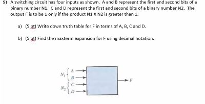 Solved 9) A switching circuit has four inputs as shown. A | Chegg.com