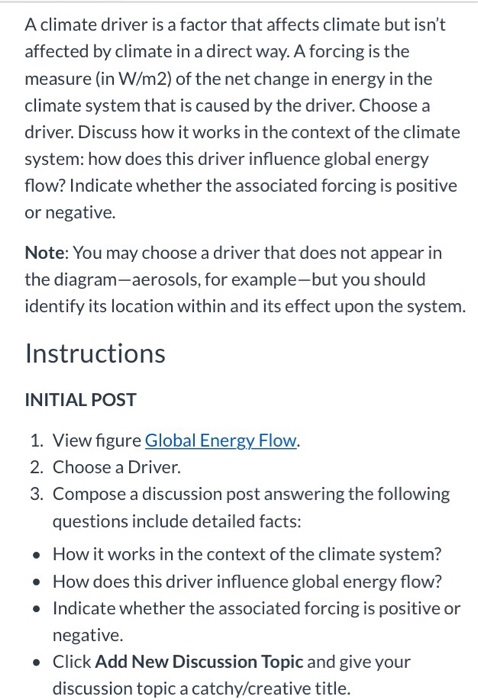 Solved A climate driver is a factor that affects climate but | Chegg.com