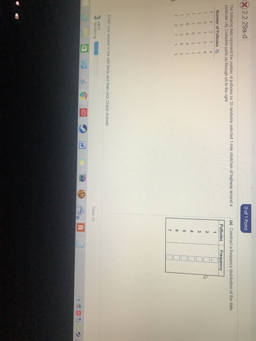 Solved The following data represent the number of potholes | Chegg.com