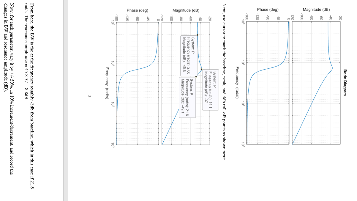 Bode DiagramNext, use cursor to mark the baseline, | Chegg.com