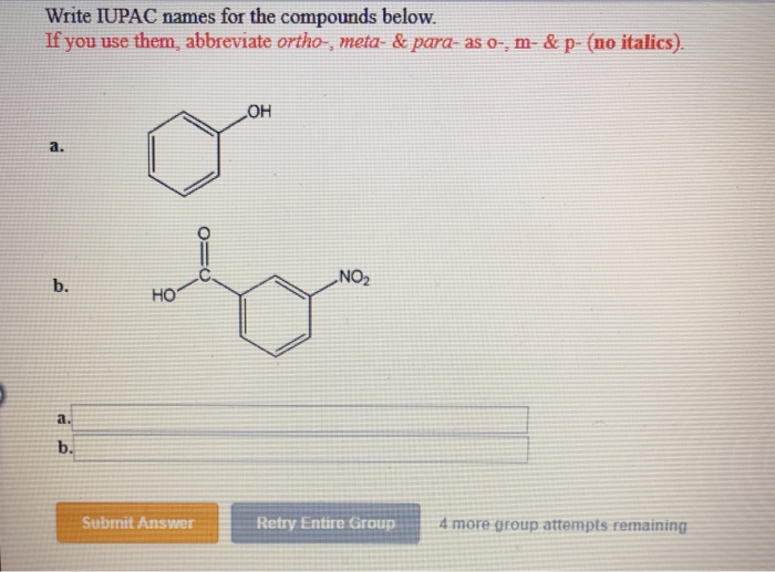 Solved Write IUPAC names for the compounds below If you use | Chegg.com