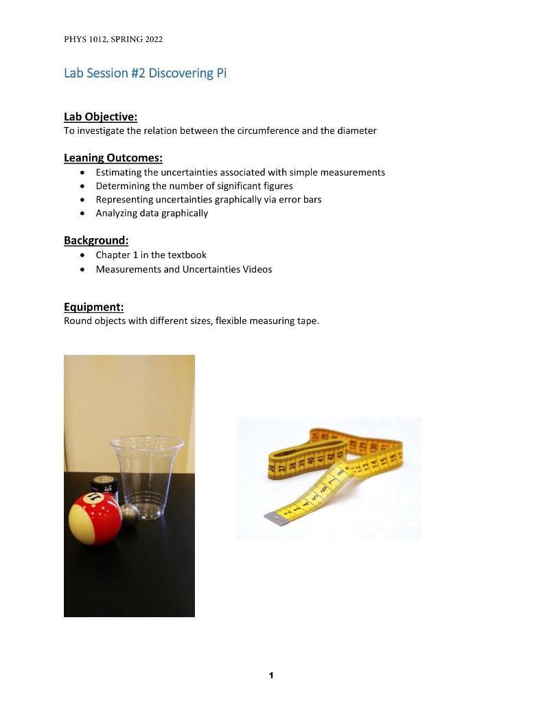 Solved PHYS 1012, SPRING 2022 Lab Session #2 Discovering Pi | Chegg.com
