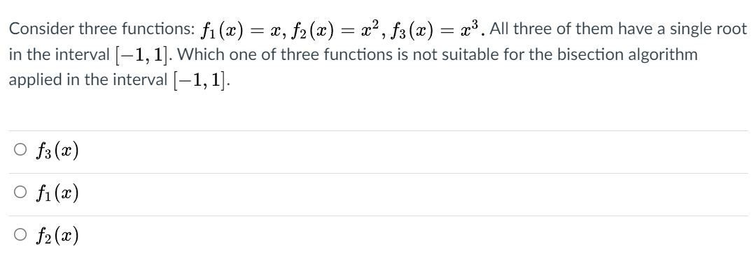 Solved = == Consider three functions: f1(x) = x, f2(x) = x², | Chegg.com