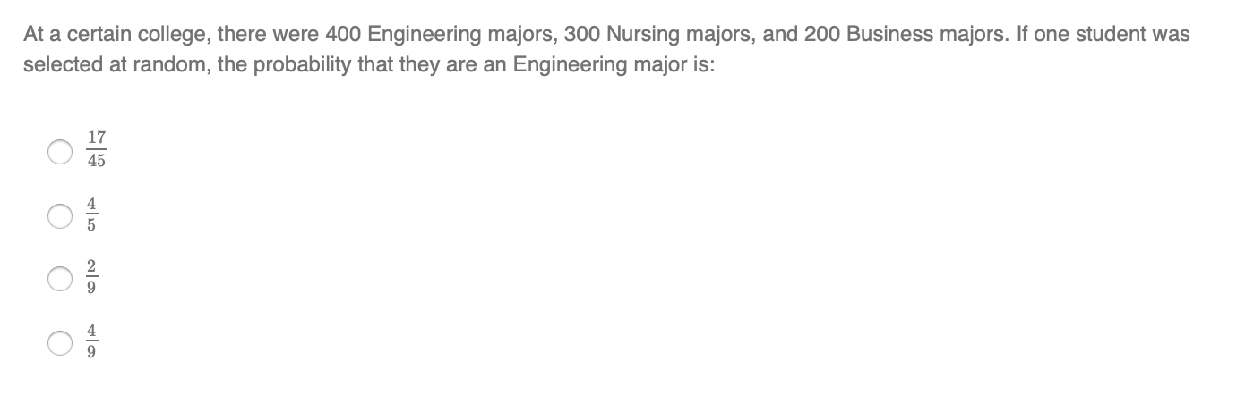 Solved At a certain college, there were 400 Engineering | Chegg.com