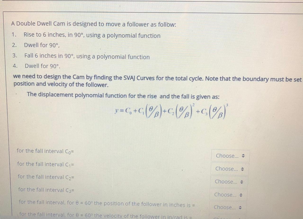 Solved A Double Dwell Cam is designed to move a follower as | Chegg.com