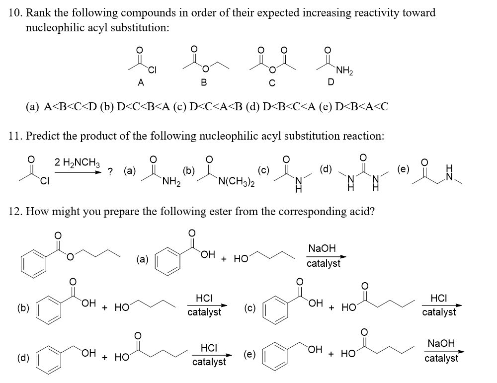 Solved 10 Rank The Following Compounds In Order Of Their