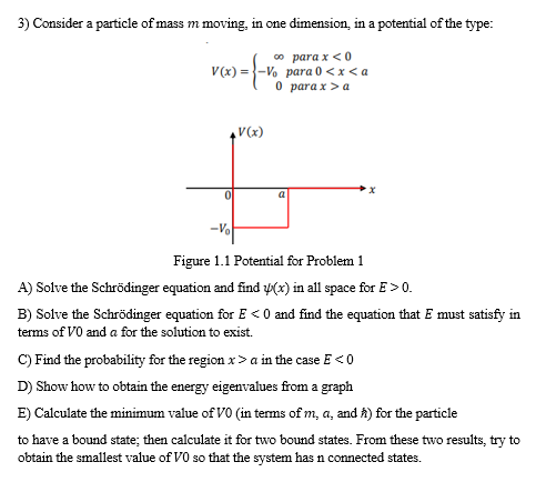 Solved Consider a particle of ﻿mass m ﻿moving, in ﻿one | Chegg.com