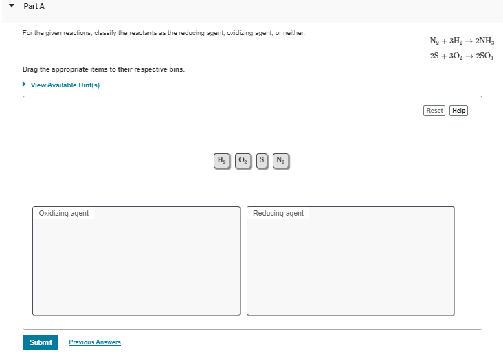 Solved For the given reactions, classify the reactants as | Chegg.com