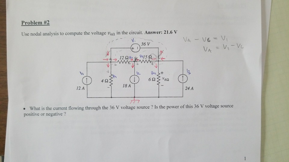Solved Problem #2 Use nodal analysis to compute the voltage | Chegg.com