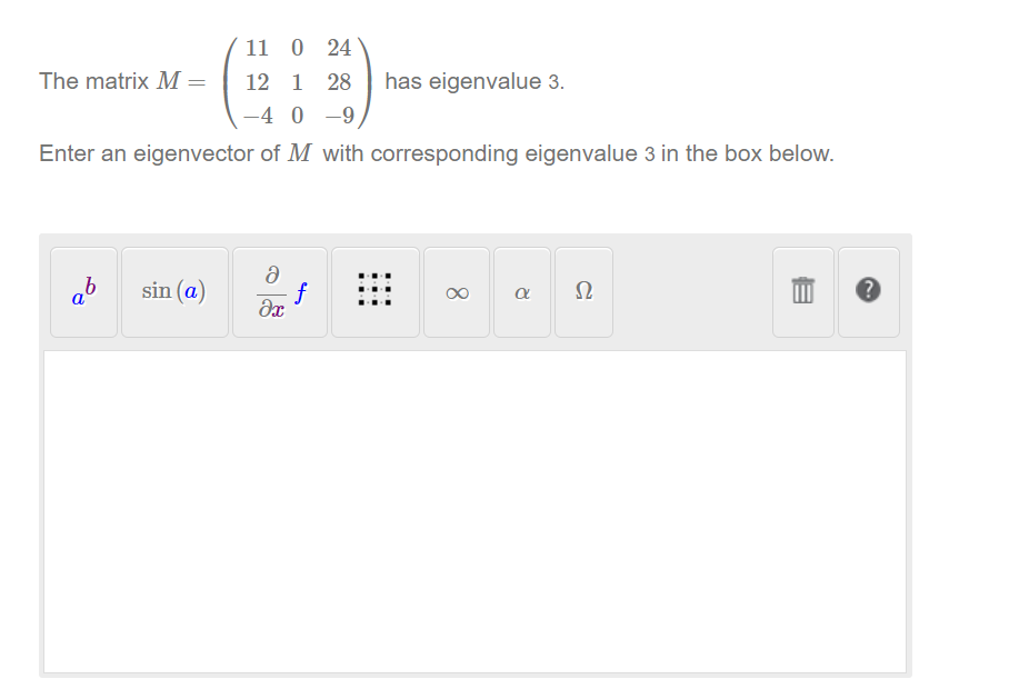 Solved The matrix M=⎝⎛1112−40102428−9⎠⎞ has eigenvalue 3 . | Chegg.com