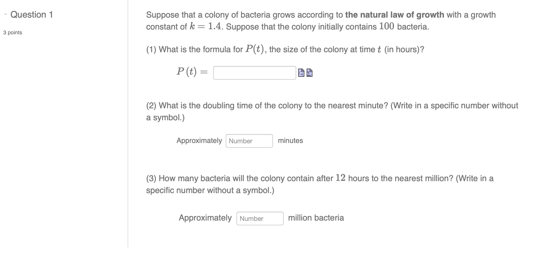 Suppose that a colony of bacteria grows according to | Chegg.com