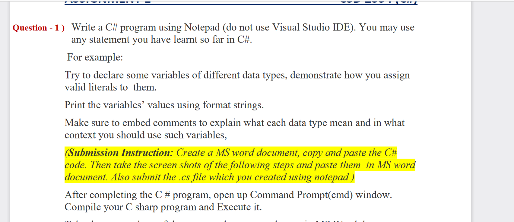 Solved Question 1 Write A C Program Using Notepad Do 0953