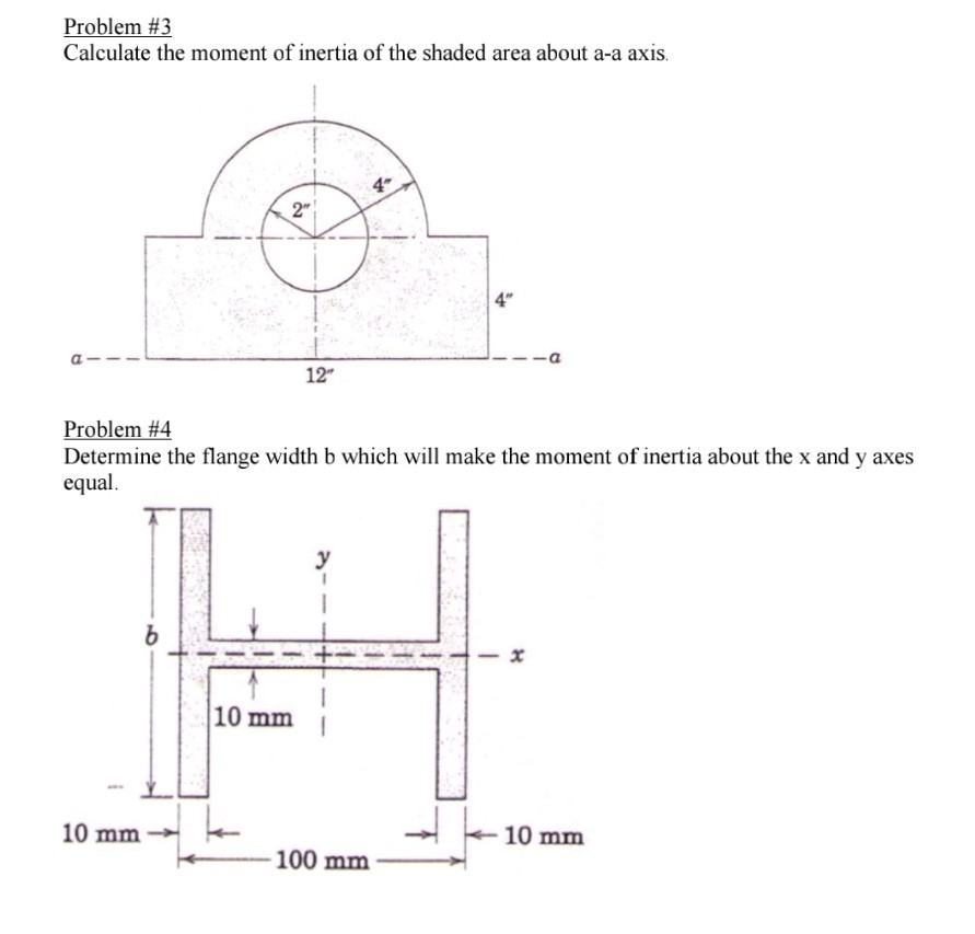Solved Problem #1 Calculate the moment of inertia of the | Chegg.com