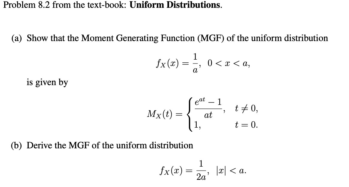 Solved Problem 8.2 from the text-book: Uniform | Chegg.com