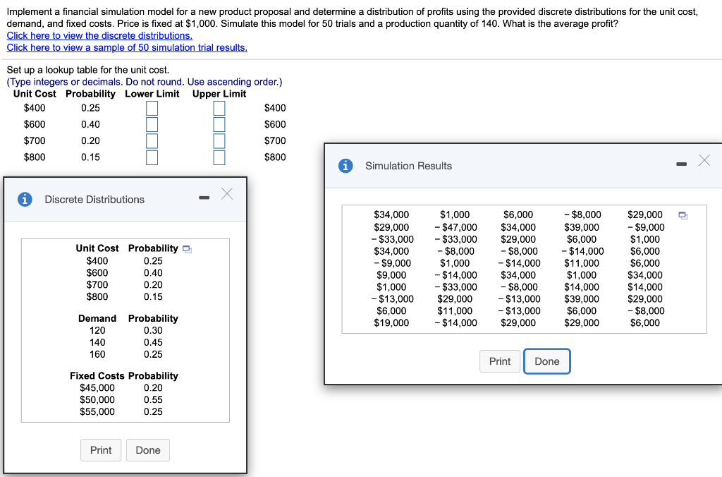 Solved Implement a financial simulation model for a new | Chegg.com
