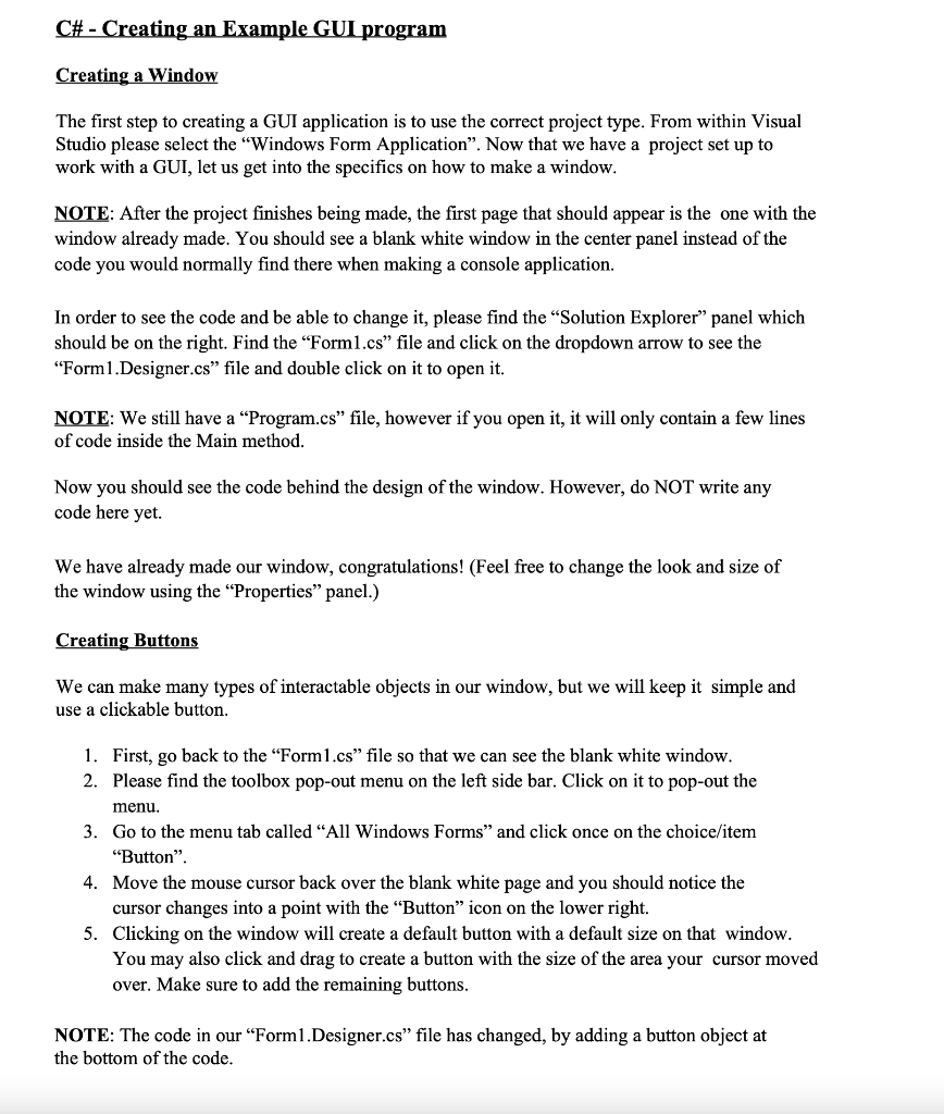 Solved C Creating An Example Gui Program Creating A 2725