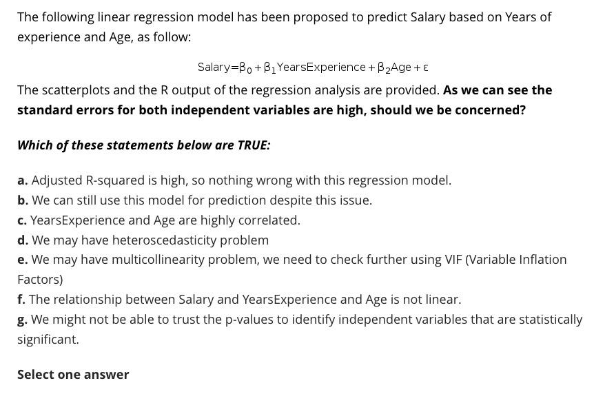 Solved The following linear regression model has been | Chegg.com