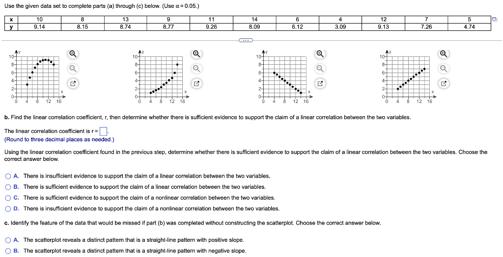 Solved xy b. Find the linear correlation coefficient, r, | Chegg.com