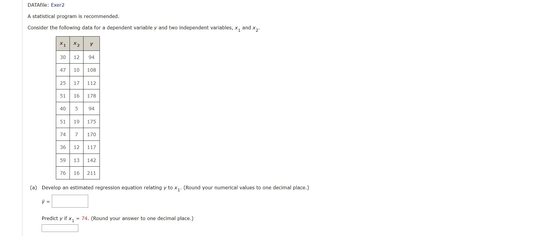 Solved DAIAfile: Exer2 A statistical program is recommended. | Chegg.com