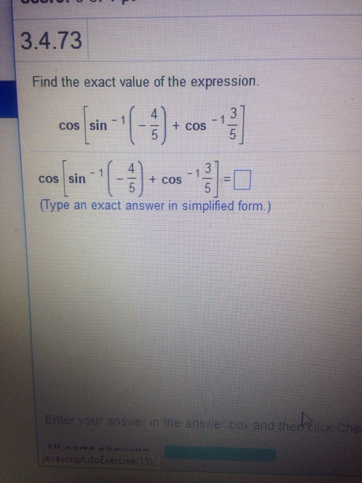 Solved Find the exact value of the expression. cos [sin^-1 | Chegg.com