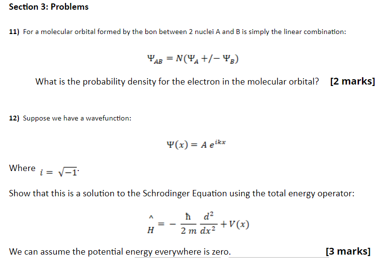 Solved Section 3: Problems 11) For a molecular orbital | Chegg.com