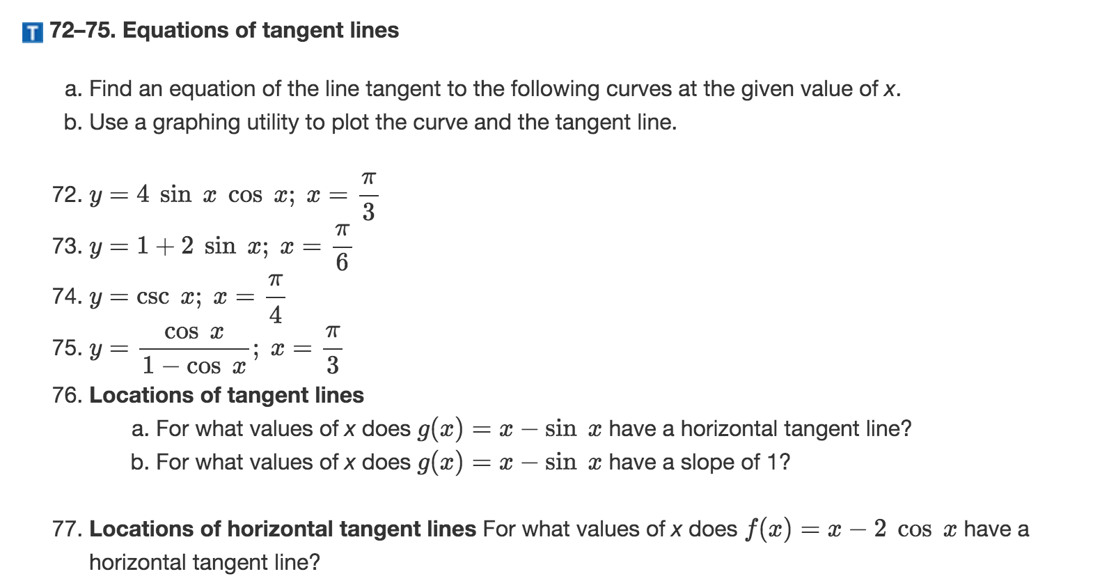 Solved 72–75. Equations of tangent lines a. Find an equation | Chegg.com