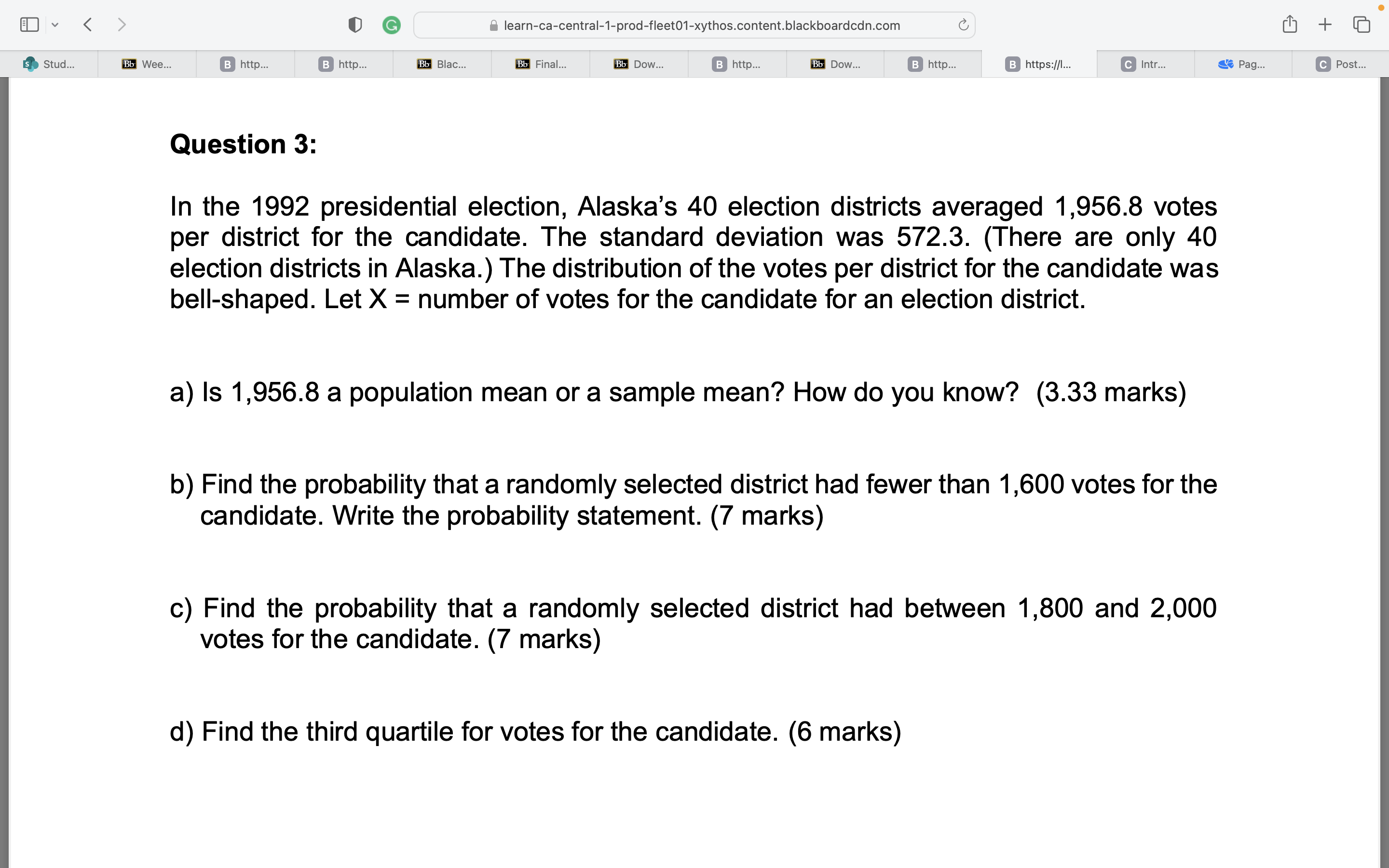 Solved In the 1992 presidential election, Alaska's 40 | Chegg.com