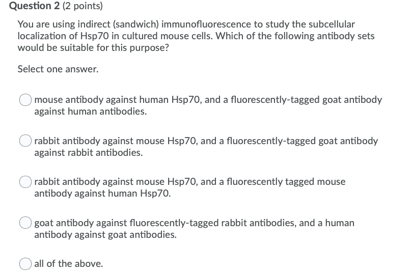 Solved Question 2 (2 points) You are using indirect | Chegg.com