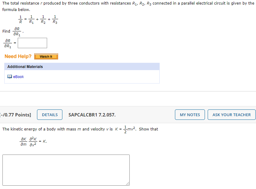 Solved The total resistance r produced by three conductors | Chegg.com